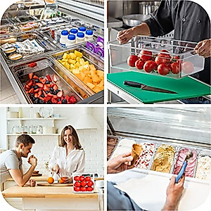 WantJoin 1/3 Size Plastic Clear Food Pans with Lids,6 Pack 8 Inch Restaurant Food Storage Containers with Handle,Stackable Polycarbonate Hotel Pans