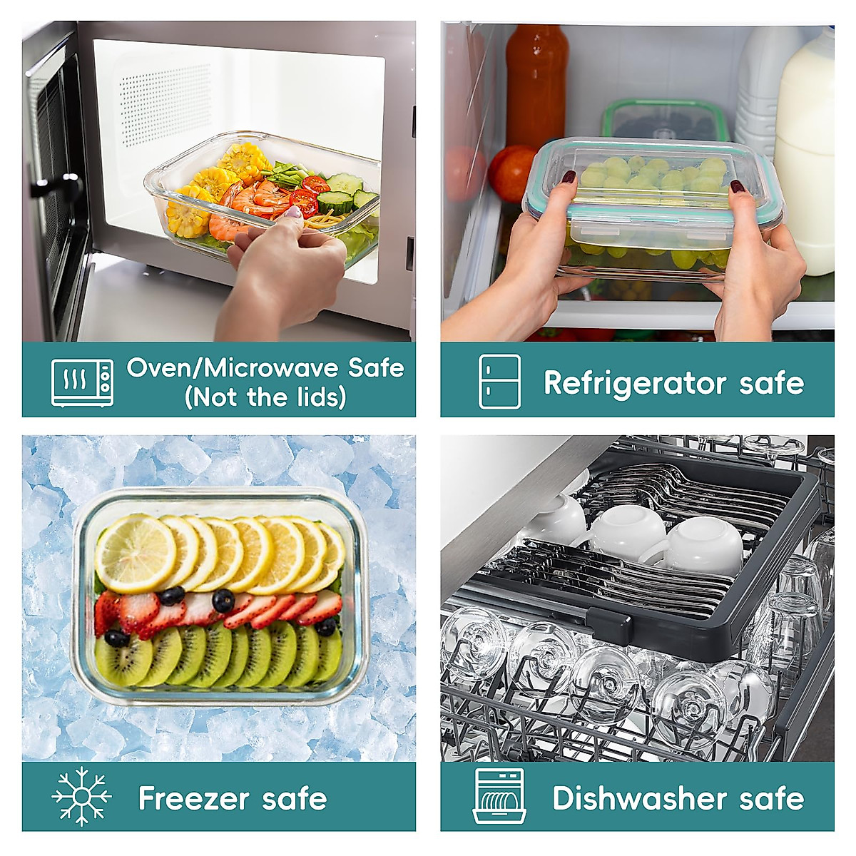 ECO-TOGO Airtight Glass Food Storage Containers with Lids, Glass Lunch Box, Leak-proof, BPA-Free, Microwave, Oven, Freezer, Dishwasher (2-Pack)