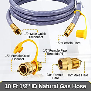 98523 Natural Gas Conversion Kit, 10 Ft 1/2" ID Natural Gas Hose and Nature Gas Regulator, Compatible with Monument Grills Model 41847NG and 77352NG,Converts Your Grills to Natural Gas