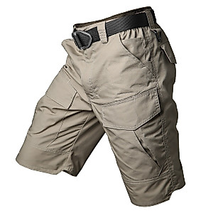ReFire Gear Men's Urban Tactical Military EDC Cargo Rip Stop Cotton Outdoor Camo Shorts, Khaki, 32