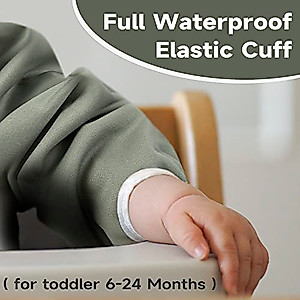 Paw Legend Long Sleeved Baby Bib - Waterproof Bib for Babies - Toddler bib (6-24 Months) with Pocket, Grey