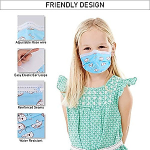 Hannah Linen Kids Disposable Face Masks - 50 Pieces Pack - 3 PLY, Breathable & Comfortable - For Daily Use - Indoor & Outdoor (50, Blue Design)