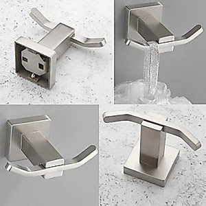 AOZITA Double Towel Hook Matte, Stainless Steel Hand Towel Holder Wall Mount for Bathroom, Bedroom, Kitchen