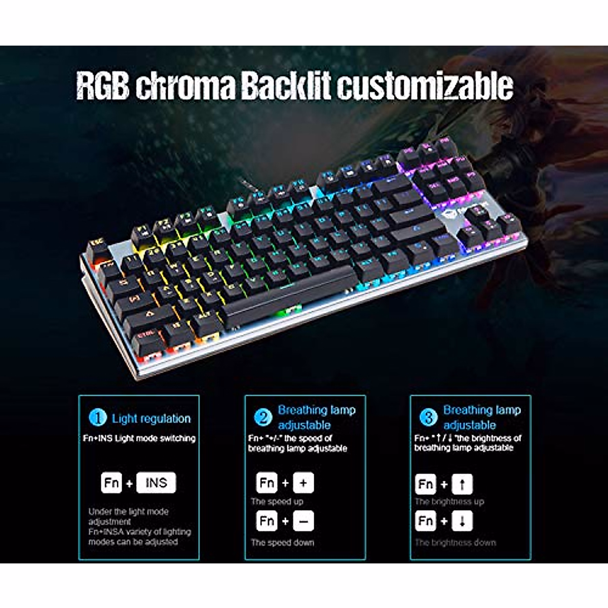 Meetion RGB Backlit Blue Switch Mechanical Gaming Keyboard MT-MK04