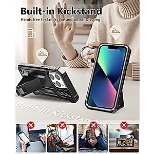 SOiOS for iPhone 13 Pro Max Case: Built in Kickstand - Military Grade Shockproof Durable Protective Phone Cover | Heavy Duty Drop Proof Full Protection TPU Bumper Hard Rugged Case 6.7 inch 2021 Black