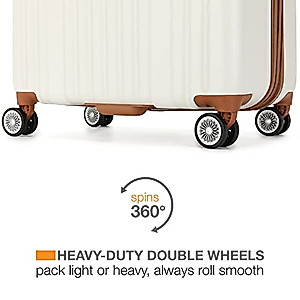 Miami CarryOn Collins 3 Piece Expandable Polycarbonate-ABS Retro Spinner Luggage Set with Lined Interior, Organizational Pockets, Bottom Handle (White)