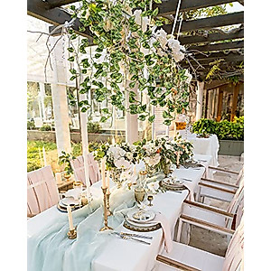 JACKYLED 80Ft 12 Pack Artificial Devil's Ivy Garland with 80 LED String Light, Fake Pothos Plant Vines,Houseplants, Hanging Plant Vines for Bedroom Garden Party Wall Decor