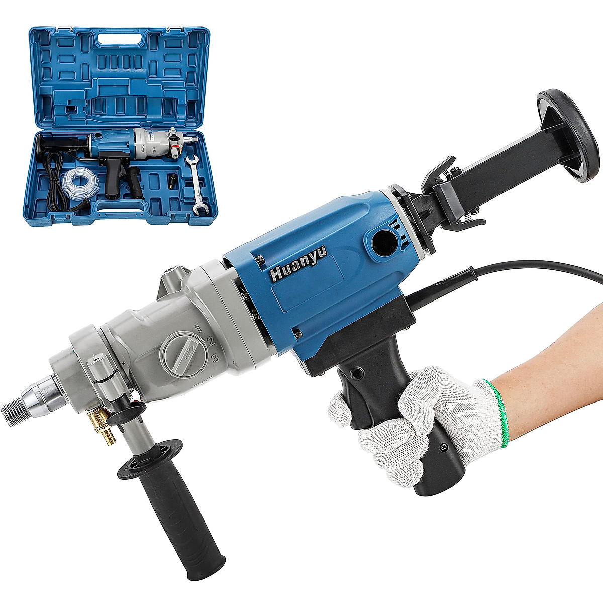 Huanyu Speed Variable Core Drill Rig Handheld Wet Drilling Machine for Boring Diamond Concrete (φ190 3 Scale Speed Regulation)