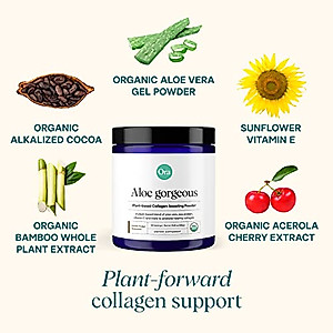 Ora Organic Vegan Collagen-Boosting Powder for Women and Men - Hair, Skin, & Nails Support - Bamboo Silica, Plant-Based Protein, Organic Vitamin C, Aloe Vera - Chocolate Flavor, 20 Servings