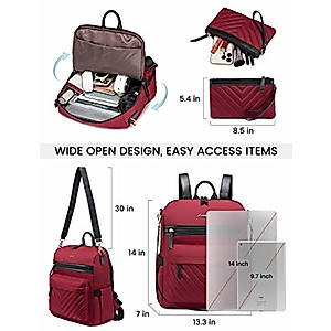 LOVEVOOK Backpack Purse For Women, Fashion Convertible Backpack Purse, Designer Ladies Large Shoulder Bag With Wristlet, Travel Bag Daypack For Work, College, Dating, Shopping, Wine Red