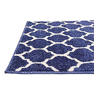 Unique Loom Trellis Collection Modern Morroccan Inspired with Lattice Design Area Rug, Runner 2' 0" x 6' 1", Dark Blue/Navy Blue