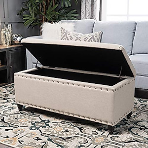 Christopher Knight Home Tatiana Fabric Storage Ottoman, Wheat