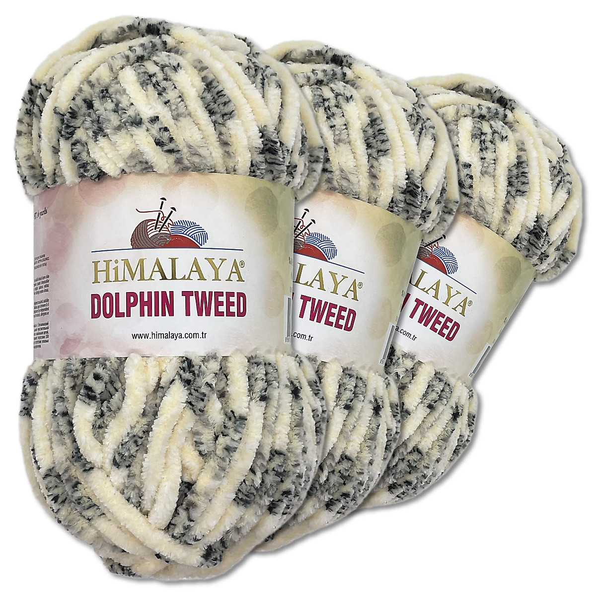 4 Pack/Skein Himalaya Dolphin Tweed, Each Skein 100 Gr/3,5 oz, 88 yards/80m., Super Bulky Yarn, Blanket Yarn, Velvet Yarn, Knitting Yarn, Amigurumi Yarn, Baby Yarn (92012)