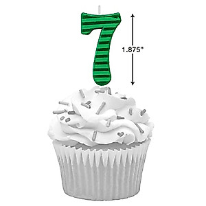 Papyrus Number 7 Birthday Candle, Green Stripes (1-Count)