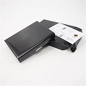 YHan RFID BlockingStainless Steel Credit Card Holder, Men Women Metal Slim Wallet For Driver's License, ID Cards, Credit Cards, Or Business Cards.(10 cards) (Black 10 grid)