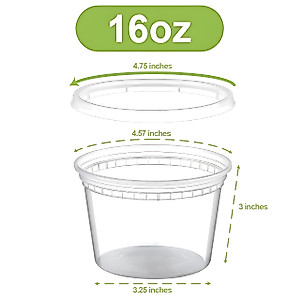 Pokanic Food Storage Containers [30 Set] 16 oz Plastic Deli Containers with Lids Slime Soup Meal Prep Reusable | BPA Free | Stackable | Leakproof | Microwave/Dishwasher/Freezer Safe (30 Set, 16 oz)