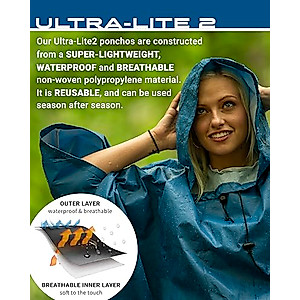 FROGG TOGGS Ultra-Lite2 Reusable Waterproof Breathable Poncho