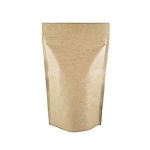Kraft Stand Up Pouch with Zipper, Notch for Food Storage 5 X 8 X 2.5 inches (4oz) 200 pcs