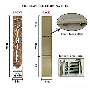 Isaric Winter Decor,Christmas Vertical Porch Sign,8*48Inch Tall Rustic Farmhouse Style Hanging,Walking In A Winter Wonderland Vertical Porch Sign,Front Door, Wall