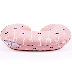 BROLEX Stretchy Nursing Pillow Covers 2 Pack Nursing Pillow Slipcovers for Breastfeeding Moms,Ultra Soft Snug Fits On Infant Nursing Pillow,Pink & White Arrow