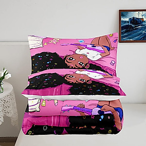 Jiospet Black Girl Magic Comforter Twin Set - African American Girls Twin Comforter Sets Black Girls Twin Bedding Sets for Bedroom Decor Pink Kids Twin Comforter, 1 Comforter+1 Pillowcase