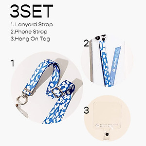 highloop Universal Cell Phone shoulder Crossbody Lanyard Set(Lanyard+Finger Strap+phone tether tap) Adjustable Neck Strap Phone Tether Compatible with Full Coverage Case (Paisley Lavender)