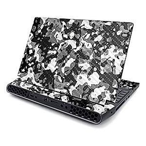 MightySkins Carbon Fiber Skin Compatible with Alienware Area-51M 17" (2019) - Black Modern Camo | Protective, Durable Textured Carbon Fiber Finish | Easy to Apply and Change Style | Made in The USA