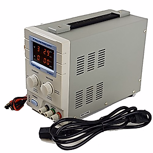 Tekpower TP3005T Variable Linear DC Power Supply, 0-30V @ 0-5A with Alligator Test Leads (110V Input)