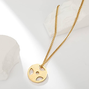 Winssigma 18K Gold Stainless Steel Bee Honeycomb Necklace, Star Moon Necklace Dinosaur Necklace spider Necklace Adjustable Y Lariat Necklace for Women(Gold Dumbbell)