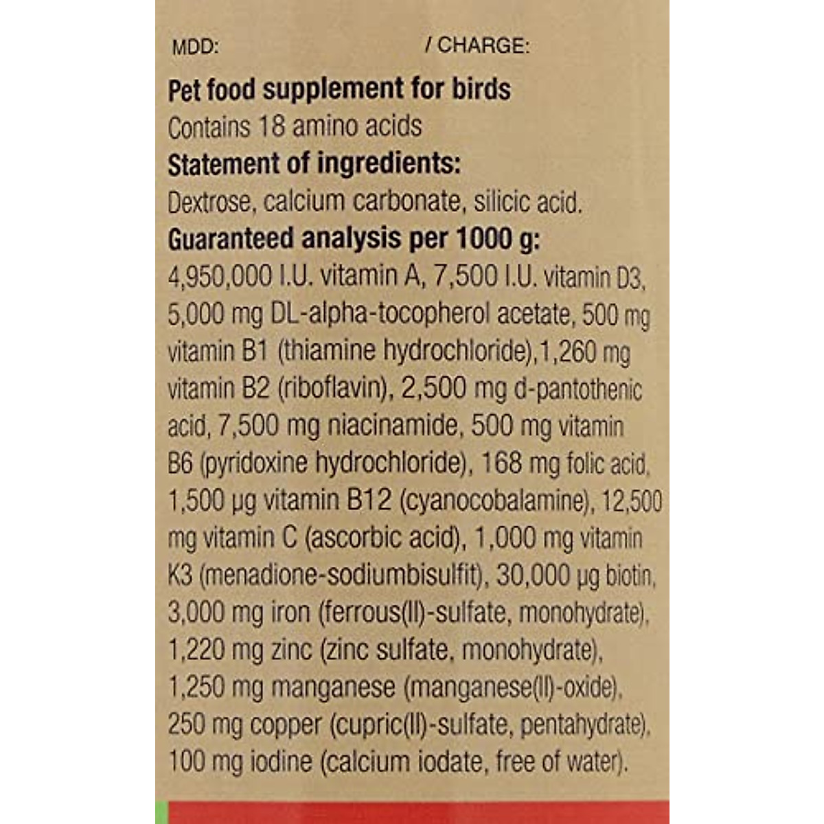 Nekton-R Enhances Red Color in Birds, 35gm