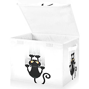 Blueangle Collapsible Storage Boxes 1 Pack, Cat Paw Print Storage Baskets with Lids and Handle for Home Bedroom Closet Office（905）
