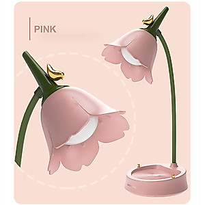 magical JD LED Desk Lamp Cordless Table Light Adjustable Gooseneck Dimmable Touch Rechargeable Battery Eye-Caring Night Light for Kids,Mini Cute Lamp for College Dorm Bedroom Reading (Pink)