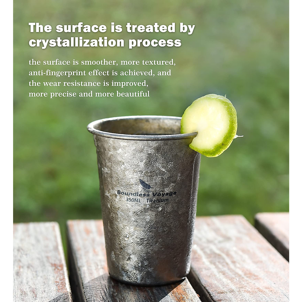 iBasingo 350ml/12oz Titanium Beer Cup Single Layer Mug Coffee Tea Cola Cup Outdoor Camping Travel Lightweight Water Cup Picnic Garden Party Cup Festival Gift Ti3087D