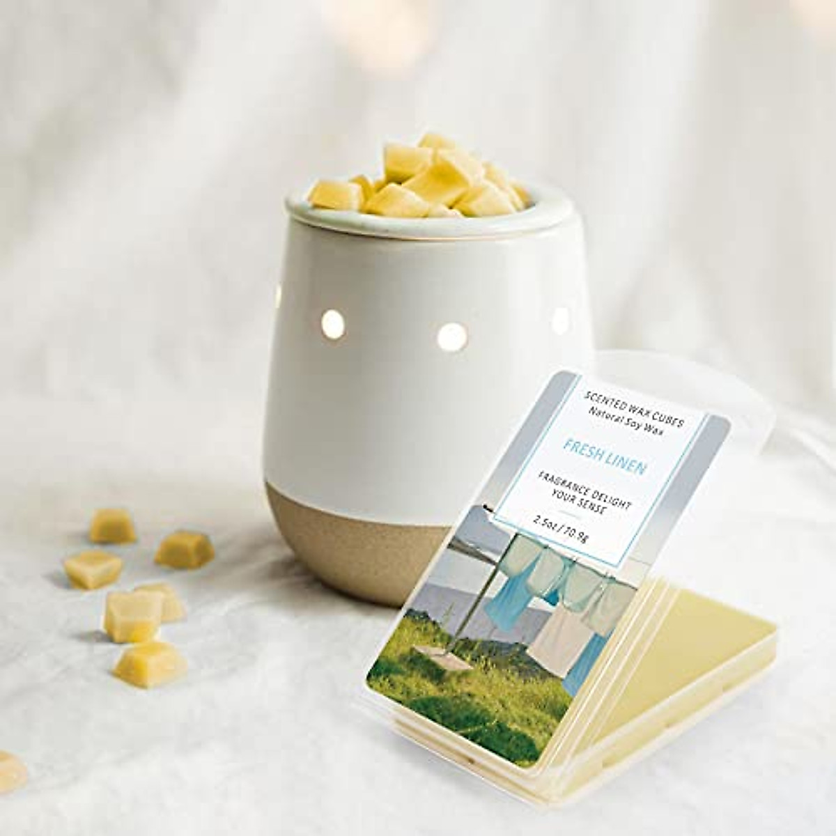 Scented Wax Melts, Wax Melts Wax Cubes, Soy Wax Cubes for Warmer Wax Melts Gift Set Ocean Breeze, Fresh Linen, Bohemia Forest, Winds in Summer (4 x 2.5oz)