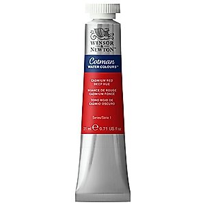 Winsor & Newton Cotman Watercolor Paint, 21ml (0.71-oz) Tube, Cadmium Red Deep Hue