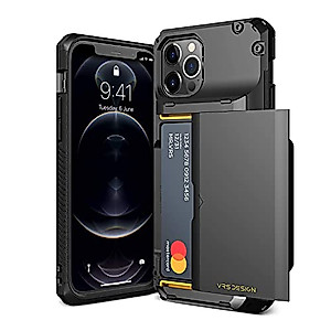 VRS DESIGN Damda Glide Pro Compatible for iPhone 12/12 ProCase, with [4 Cards] Premium Sturdy [Semi Auto] Credit Card Holder Slot Wallet for iPhone 12/12 Pro 6.1 inch(2020)