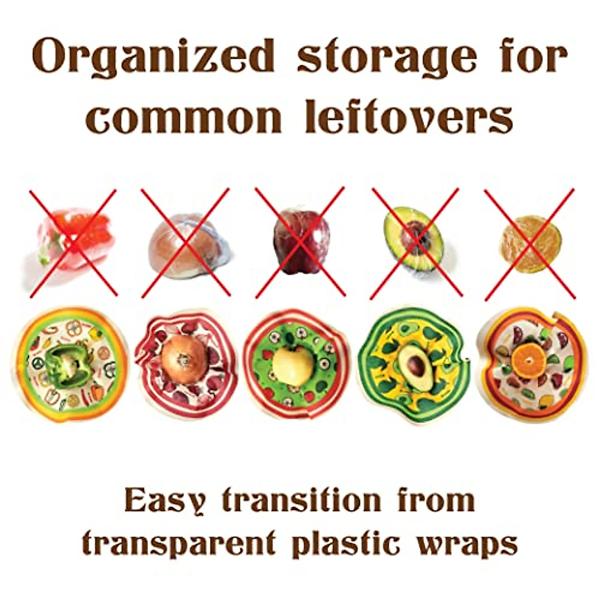 Buzzee Beeswax Wrap -Based in USA | Certified Organic Cotton | Eco Friendly Products | Kitchen Organization | Round Reusable Beeswax Wraps For Food | Sustainable Products |Food Saver Rounds 5PK BUNDLE