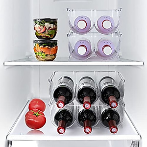 Nucookery Water Bottle Organizer 2 Pack Plastic Stackable Water Bottle Holder for Cabinet - Each Rack Hold 2 Container, Upgraded Anti-Skid Tumbler Organizer for Kitchen Countertop and Pantry Storage