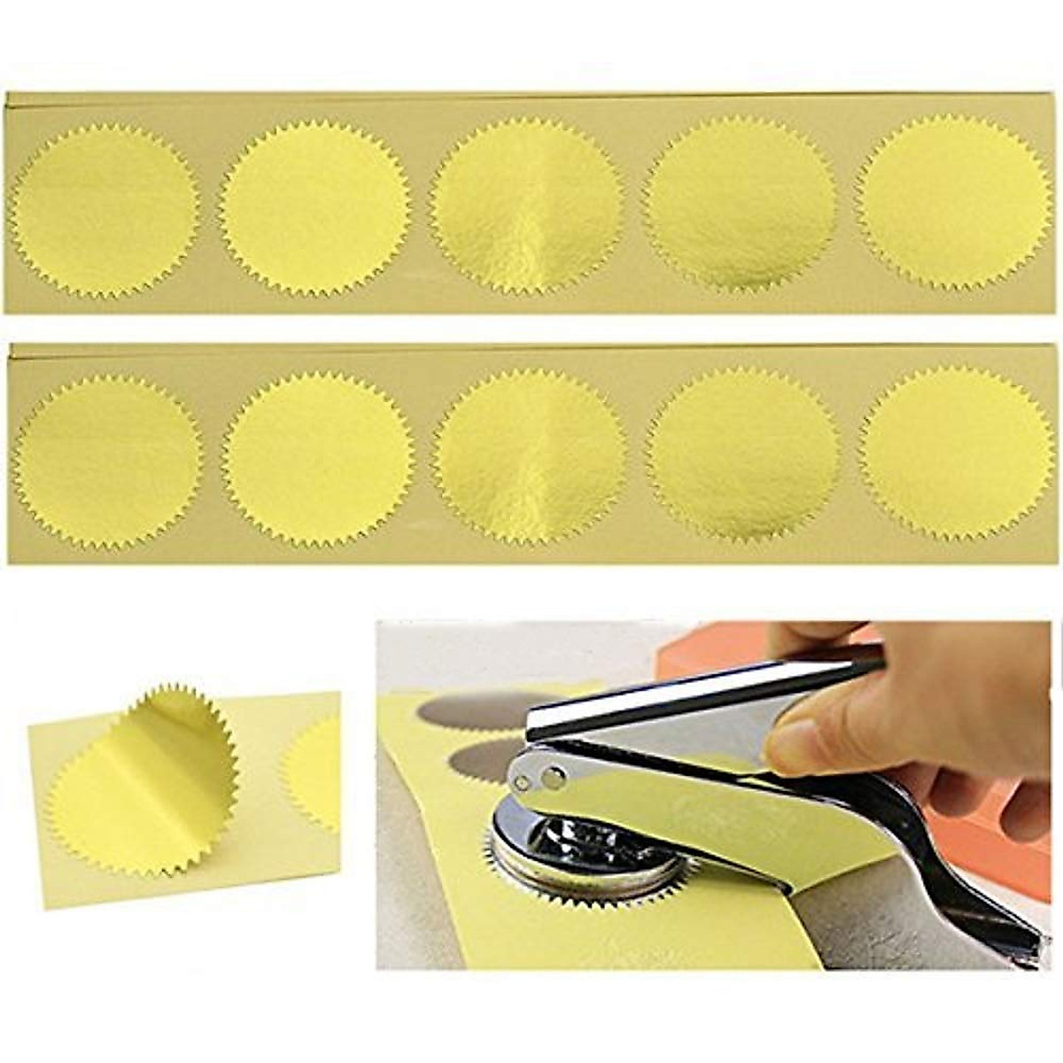 UNIQOOO 100pcs Gold Embossed Foil Blank Certificate Self-Adhesive Sealing Stickers - Perfect for Invitations, Certification, Graduation, Notary Seals, Corporate Seals, and Personalized Monogram Emboss