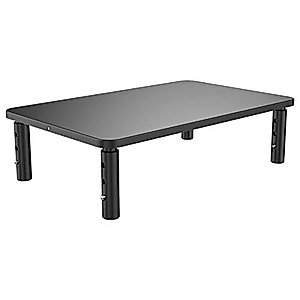 Husky Mounts Monitor Riser Laptop Stand, Adjustable Legs, Stackable, 14.5" x 9.25" x 5.5" Max Height, Matte Steel, Black.
