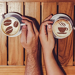 DOITOOL 5Pcs Stainless Steel Coffee Decorating Stencils, Metal Foam Latte Art Templates, Reusable Barista Cappuccino Chocolate Templates Coffee Garland Mould Cake Decorating Tool