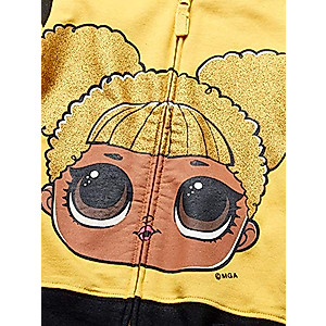 L.O.L. Surprise! girls The Glitterati Queen Bee Big Face Zip-up Hoodie Hooded Sweatshirt, Gold/Black, 10-Aug US
