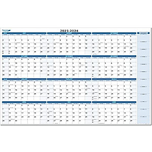 PlanetSafe Calendars Horizontal Sky Blue July 2023 to June 2024 Fiscal/Academic Year 12 Month Wall Calendar 36 x 56- Large Dry & Wet Erasable with Next Year Planner -Great for Office & Projects