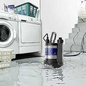 JEFLIKE 1/4HP Water Pump 1980GPH Utility Pump Sump Pump Submersible Thermoplastic Rotatable Handle for Hot Tub Basement Pond Pool Draining