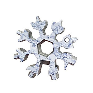 KALID’S Snowflake Multitool- Portable Stainless Steel 18 in 1 Tool For Bottle Opener, Screwdriver, Outdoor Travel, Camping, Gift - Snowflake Multi Tool (Blue Marble)