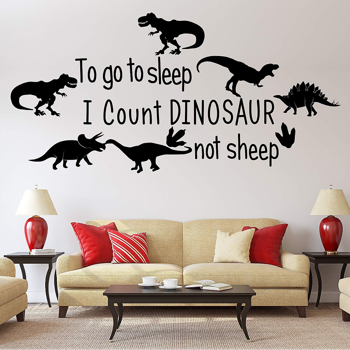 38 Pieces Dinosaur Wall Decals Dinosaur Wall Stickers to Go to Sleep I Count Dinosaurs Not Sheep Dinosaur Decorations for Boys Room (Classic Style)