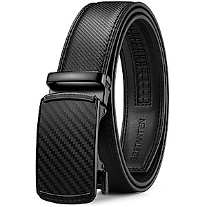 BOSTANTEN Mens Belt Leather Ratchet Belt For Men Dress and Casual with Adjustable Buckle, Trim to Fit
