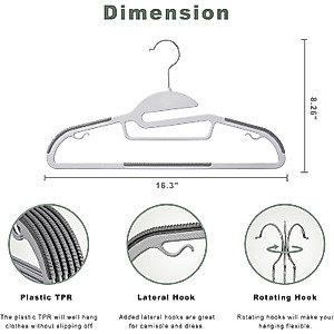 Heavy Duty Plastic Hangers 60 Pack with Non-Slip Design,0.2 Inches Thick,360°Swivel Hook Space Saving Organizer for Bedroom Closet,Shirts,Pants,Strong Enough for Coat (New S Shaped)