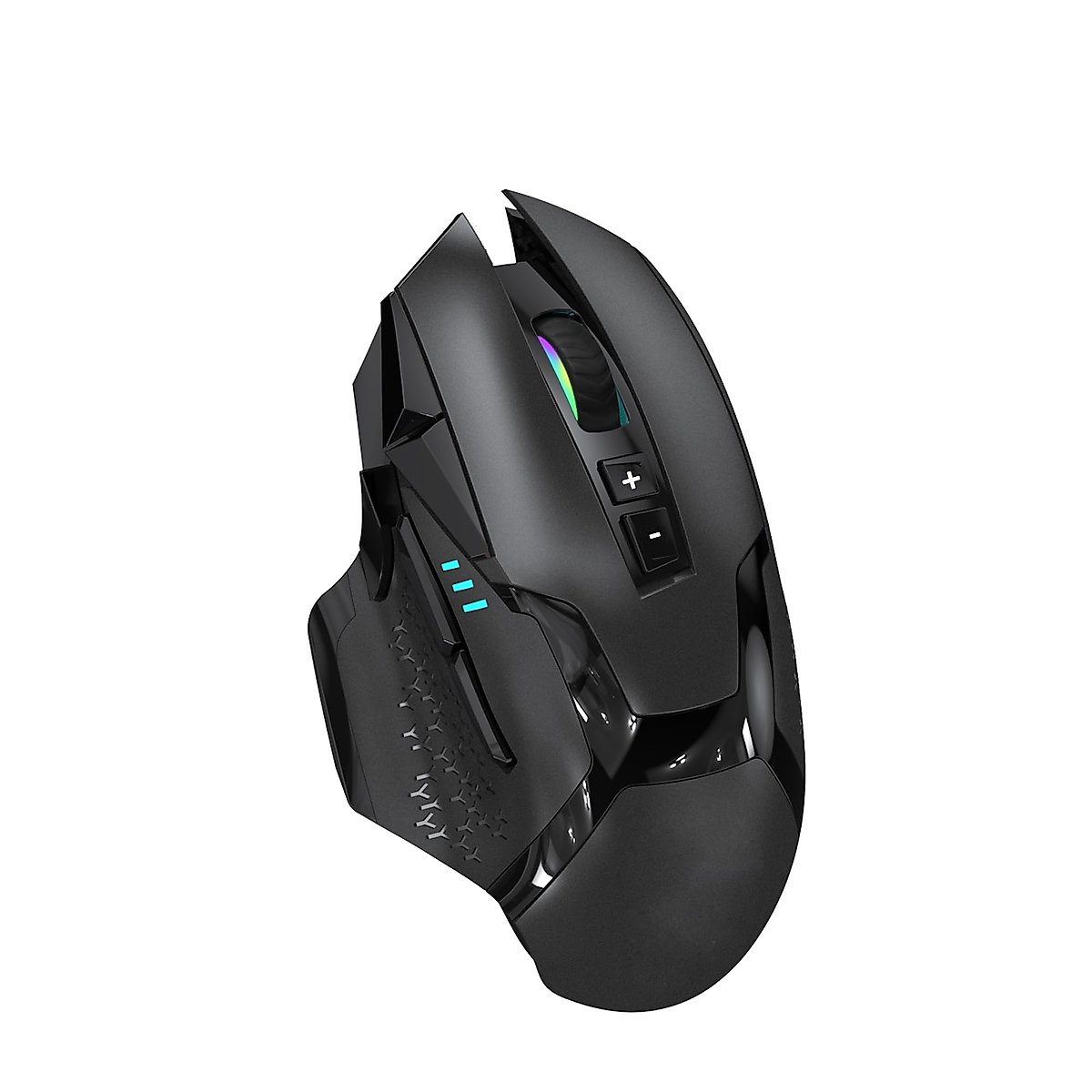 NYIEFADA Wireless Bluetooth Mouse for Laptop Thumb Rest Ergonomic - 4000DPI Rechargeable 10 Buttons/Shortcuts USB-C RGB Silence, Right Hand up for 3 Devices for Laptop Mac PC