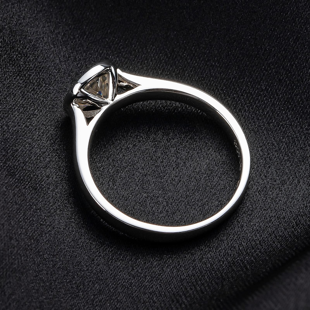 Raivari Moissanite Engagement Rings,1 CT Bezel Setting Round Lab Created Diamond Solitaire Promise Rings in 14K White Gold Plated Sterling Silver, Anniversary Rings for Women6